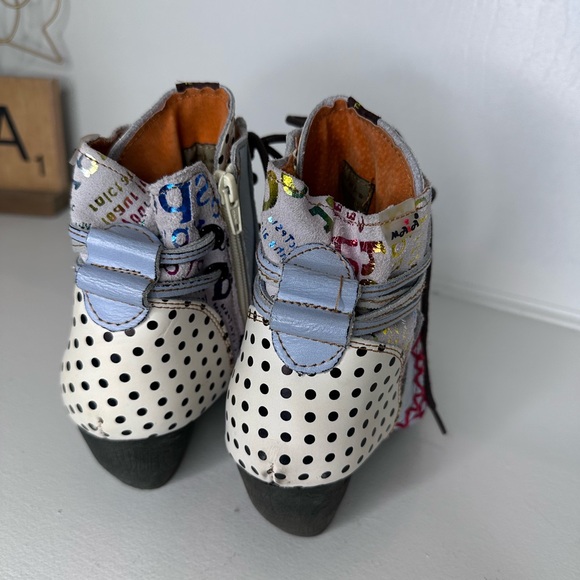 TMA | Shoes | Tma Maia Eyes Unique White Polka Dot Leather Boot Women ...